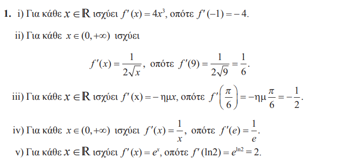 Λύσεις - 2.2 Παραγωγίσιμες συναρτήσεις – Παράγωγος συνάρτήση - matematiQ